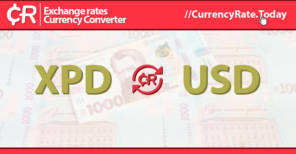 钯（盎司） 为 美元 - XPD 1 XPD/USD 汇率